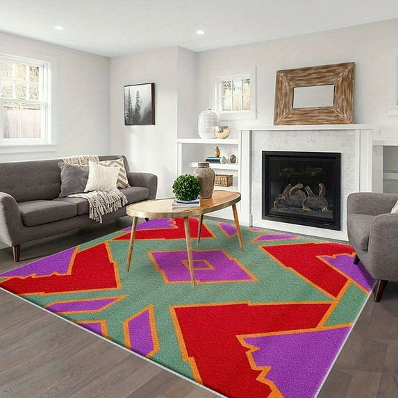 1PC Geometric Area Rug Partial Carpet, Lightweight Washable Easy-to ...