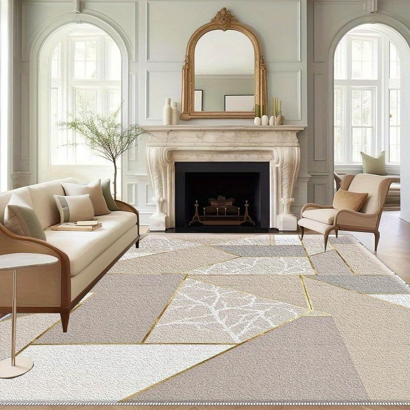 1PC Geometric Pattern Area Rug Local Carpet, Lightweight Washable Easy ...