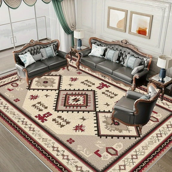 1PC Geometric Pattern Area Rug Local Rug, Lightweight Washable Easy-to ...
