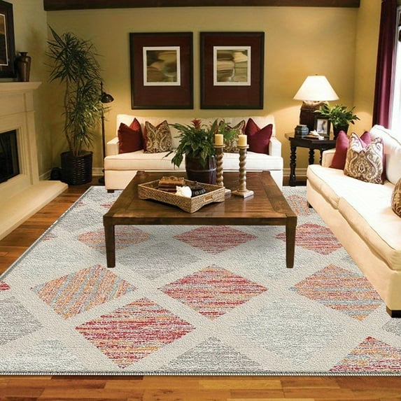1PC Geometric Pattern Area Rug Partial Carpet, Lightweight Washable ...