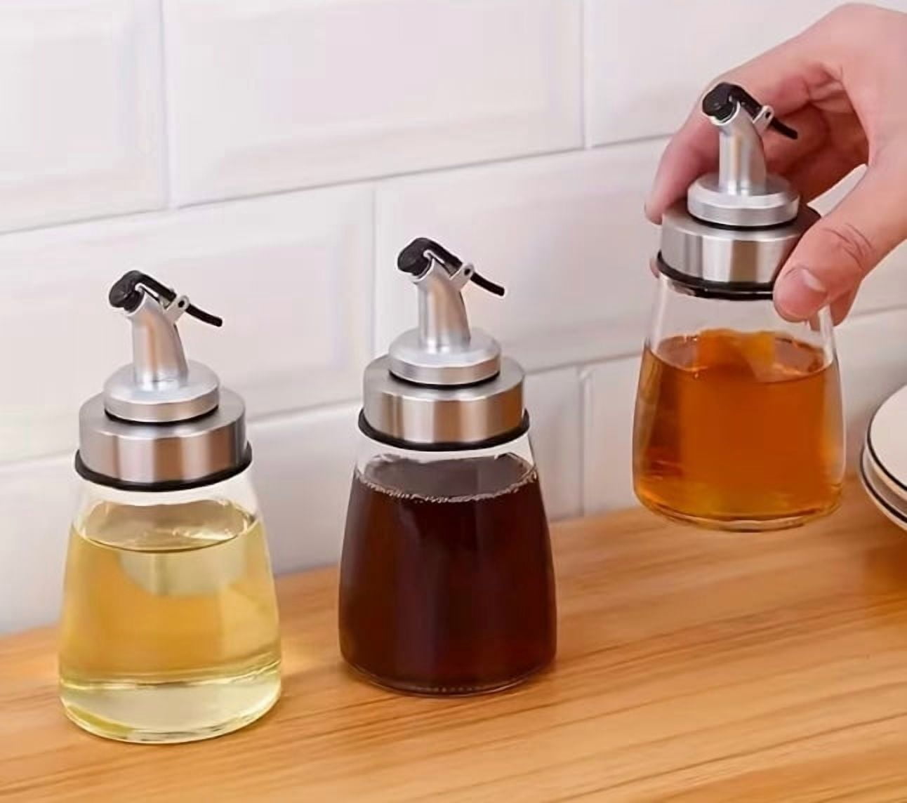 1PC Glass Oil Dispenser Bottle - Leak-Proof Cooking Oil Container for ...