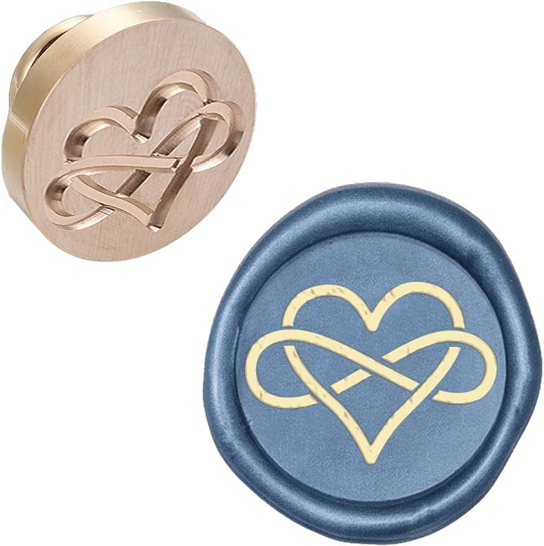 1PC Golden Brass Wax Seal Stamp Retro Stamp Head Heart Infinity Pattern ...