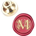 1PC Golden Brass Wax Seal Stamp Retro Stamp Head Letter M Pattern 25mm ...