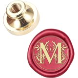 1PC Golden Brass Wax Seal Stamp Retro Stamp Head Letter M Pattern 25mm ...