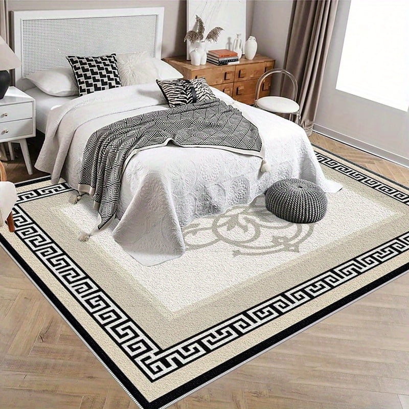 1PC Greek Key Pattern Area Rug Local Carpet, Lightweight Washable Easy ...
