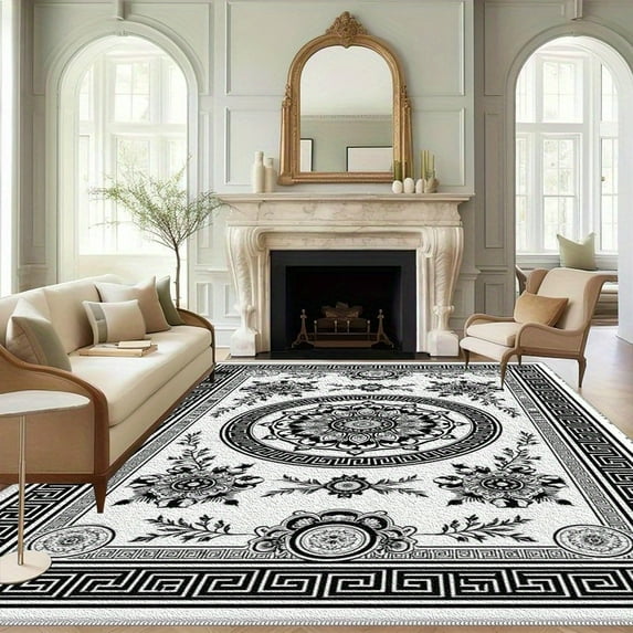 1PC Greek Pattern Area Rug Partial Carpet, Lightweight Washable Easy-to ...