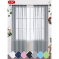 1PC Grey Solid Color Sheer Curtain With Rod Pocket, Lightweight ...