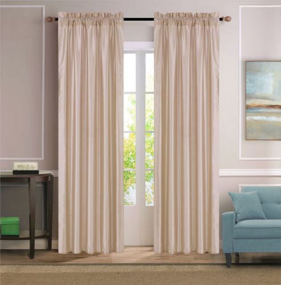 1PC HOLLYWOOD BEIGE Faux Linen Rod Pocket Window Curtain Panel 55 inch ...