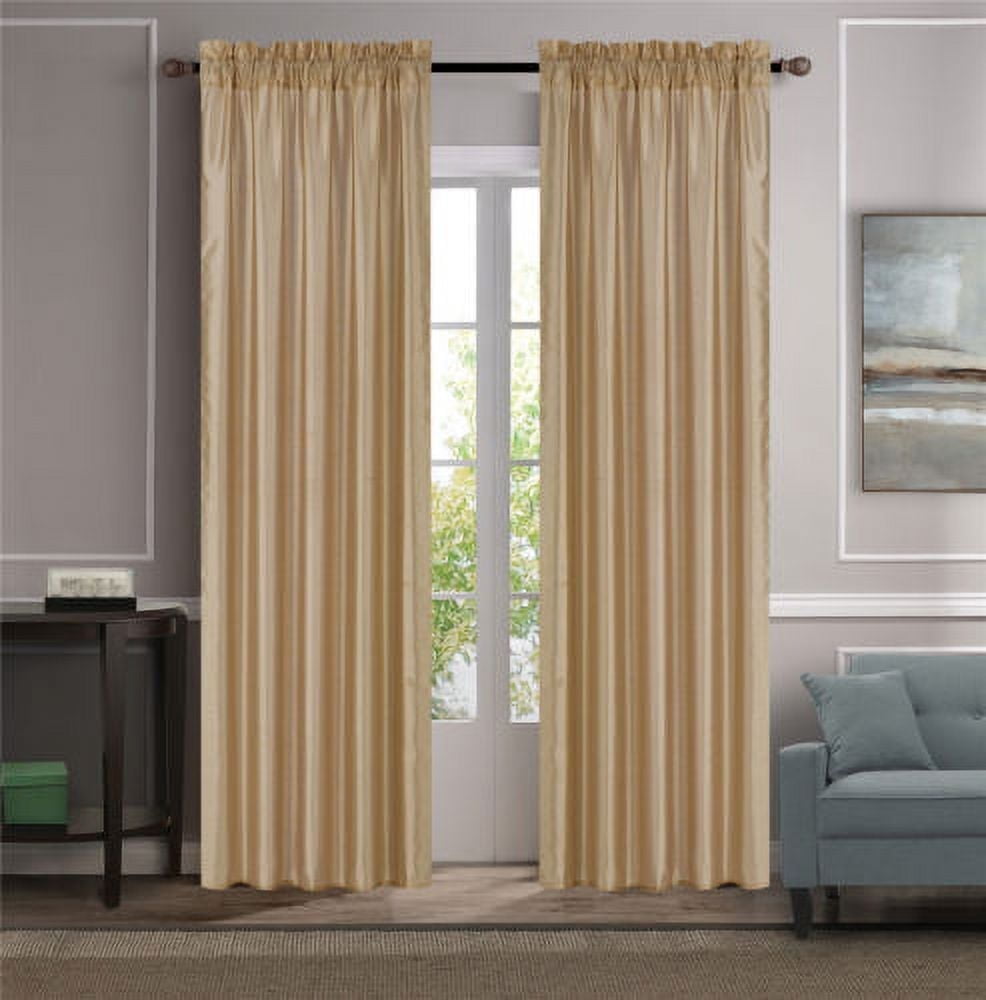 HOLLYWOOD GOLD Elegant Faux Linen Rod Pocket Window Curtain Panel ...