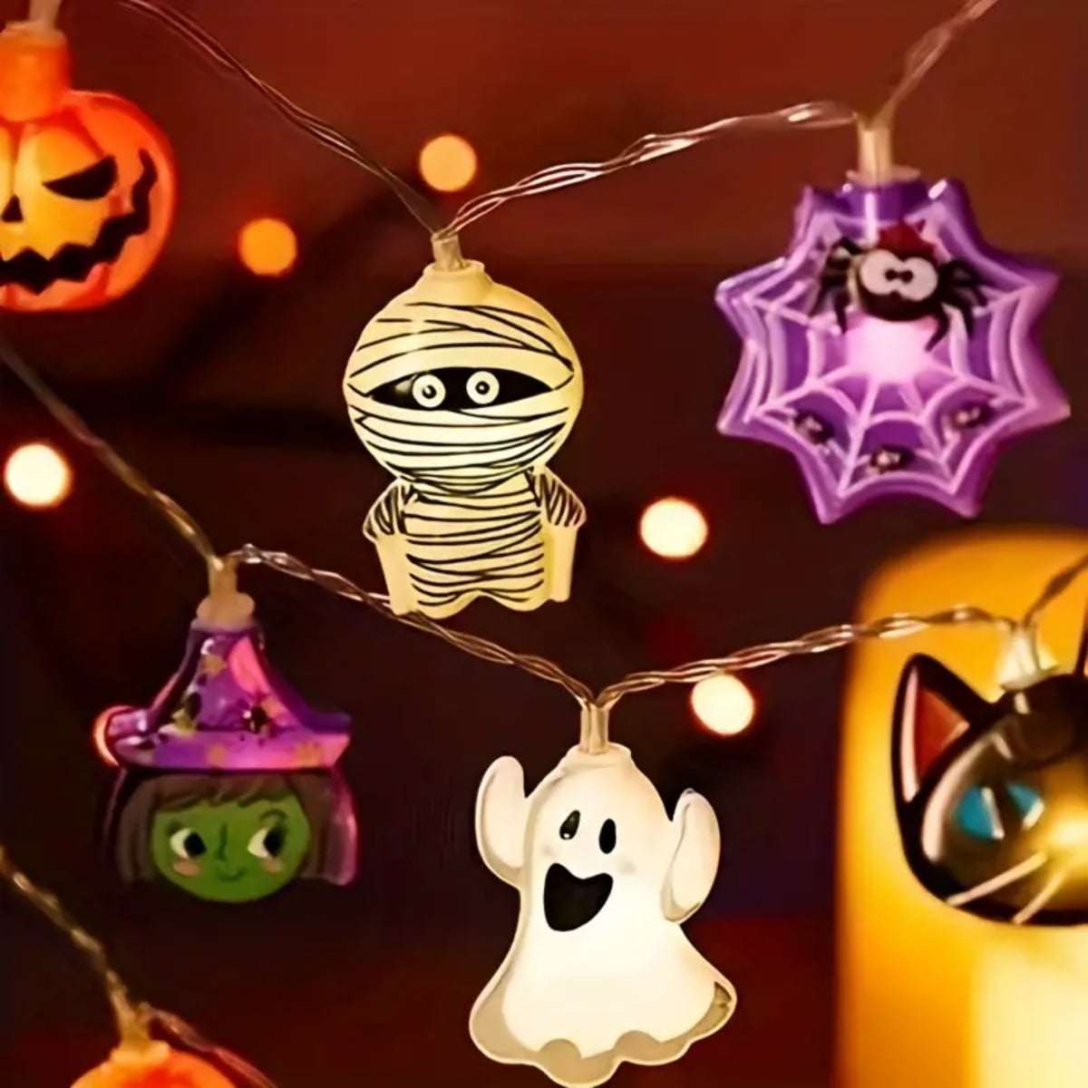 1PC Halloween 10/20 LED Battery Powered String Lights With Ghost Witch ...