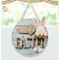 1PC Happy Easter Wood Hanging Sign Bunny Rabbit Front Door Sign Flat ...