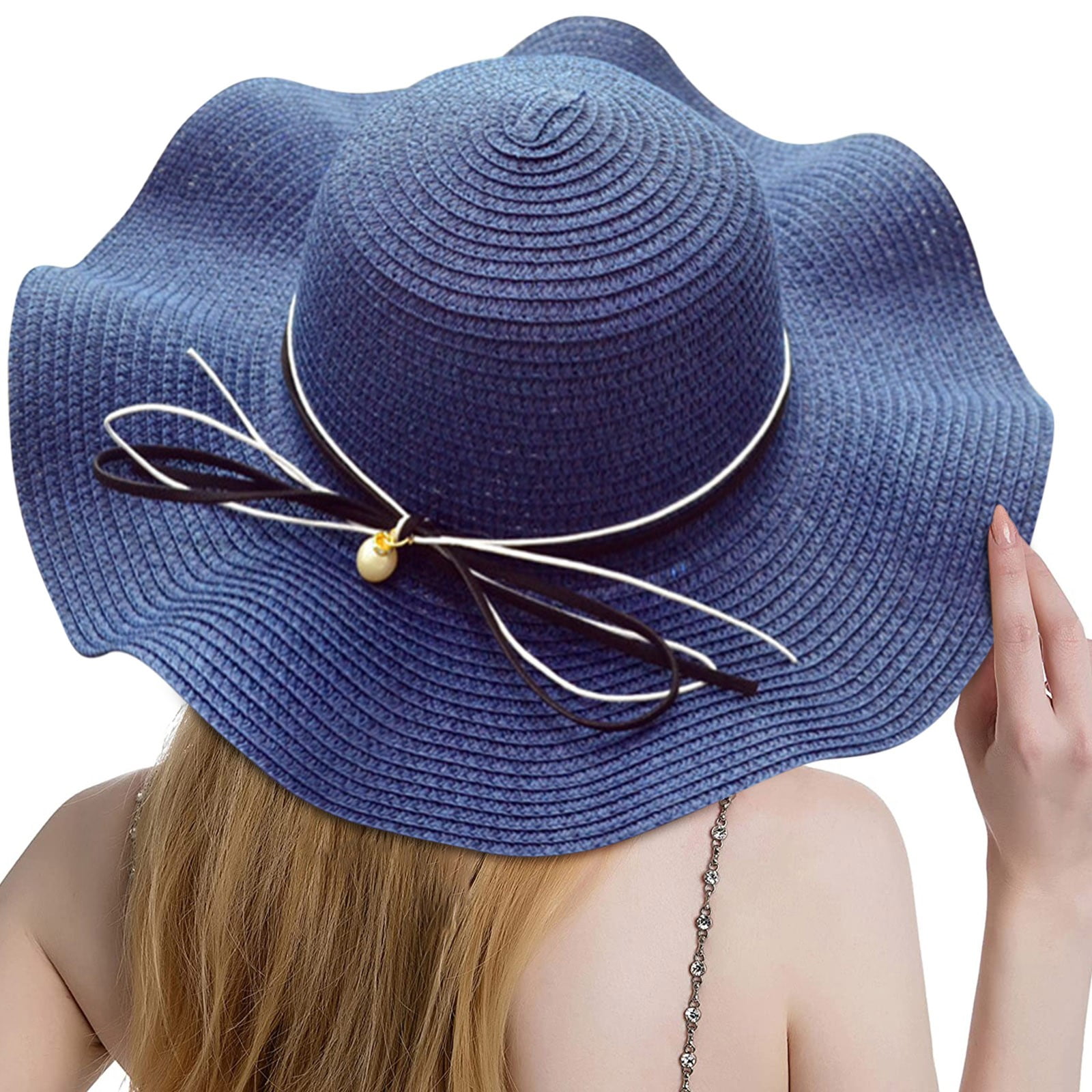 1pc Hat Bronze Women Summer Wide Straw Hat Beach Foldable Sun Hats