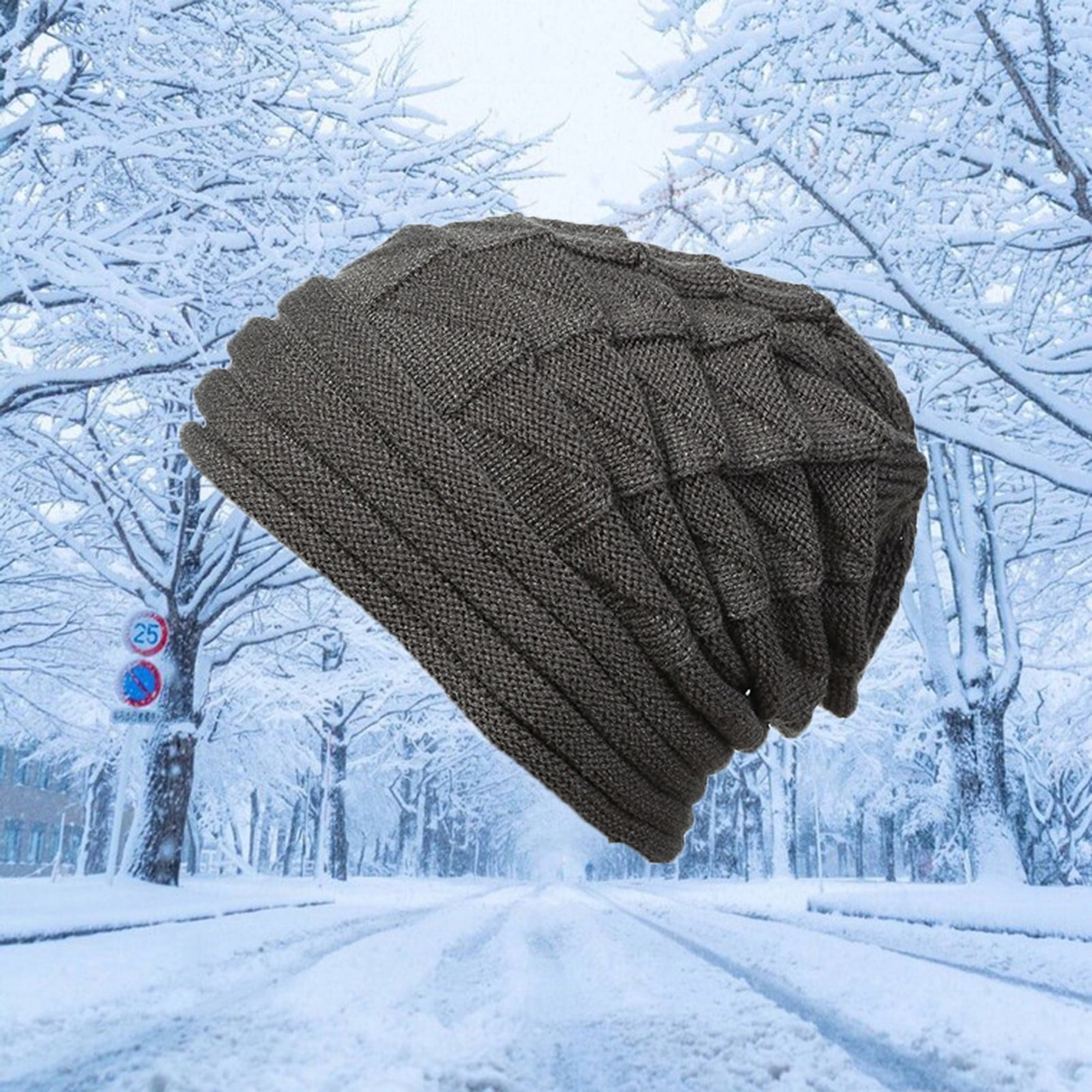 1PC Hat Gray Polyester Women's Warm Casual Hats Couples Knit Hats Caps ...