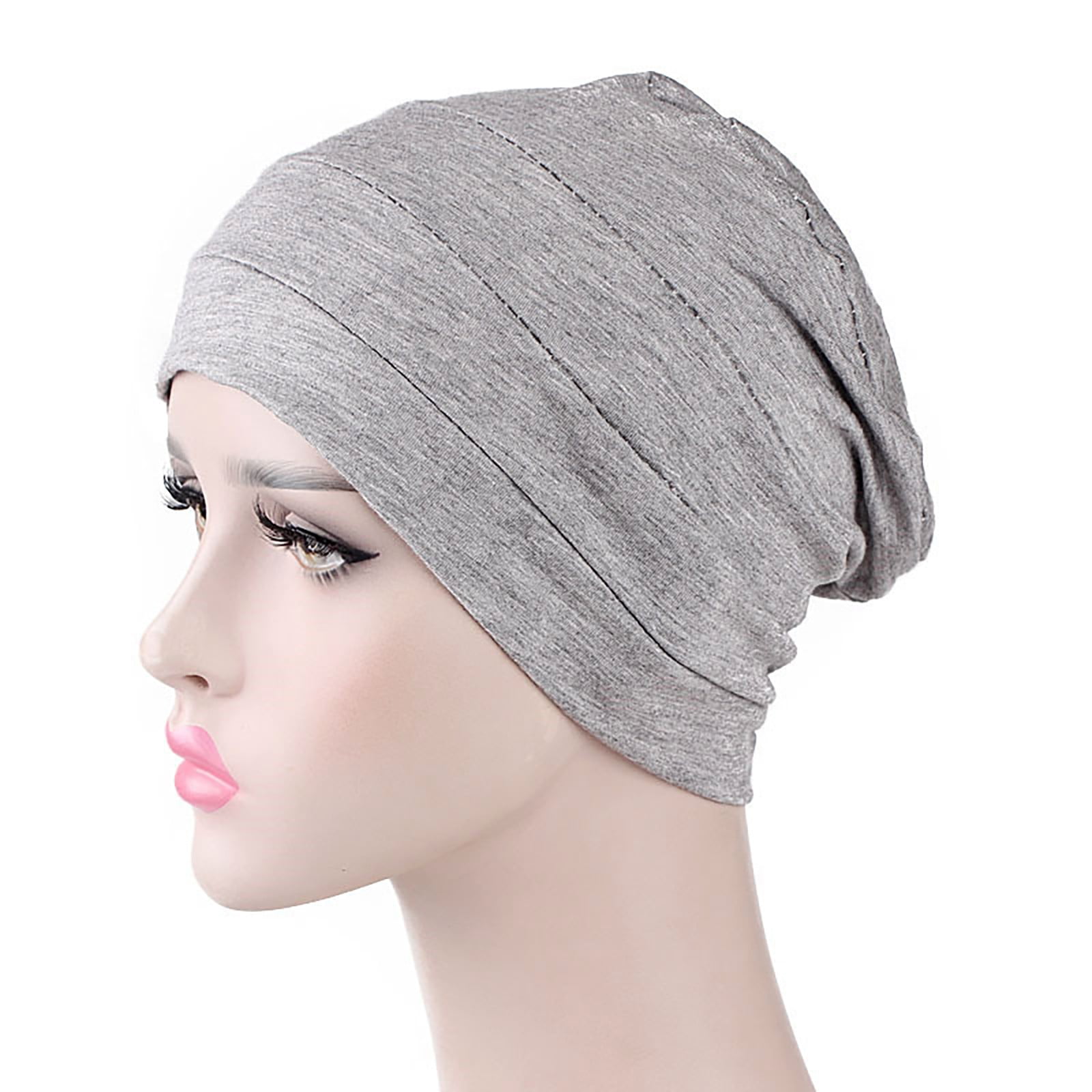 1PC Hat Gray Spandex Mothers Day Women's Solid Cotton Pullover Head Hat ...