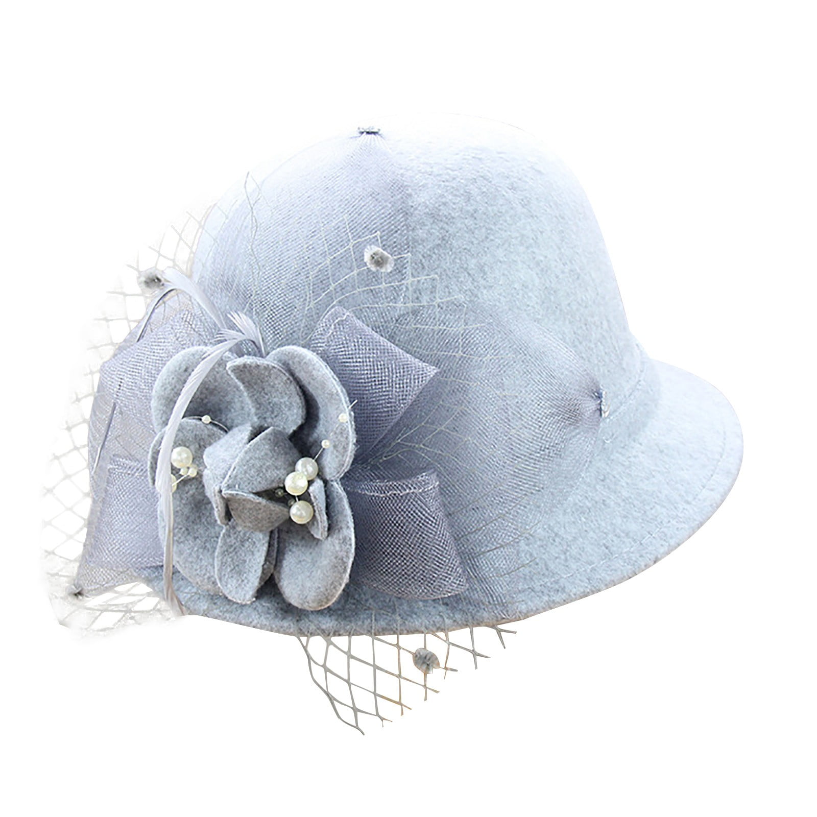 1PC Hat Gray Women'S Autumn And Winter Flowers Round Top Casual ...