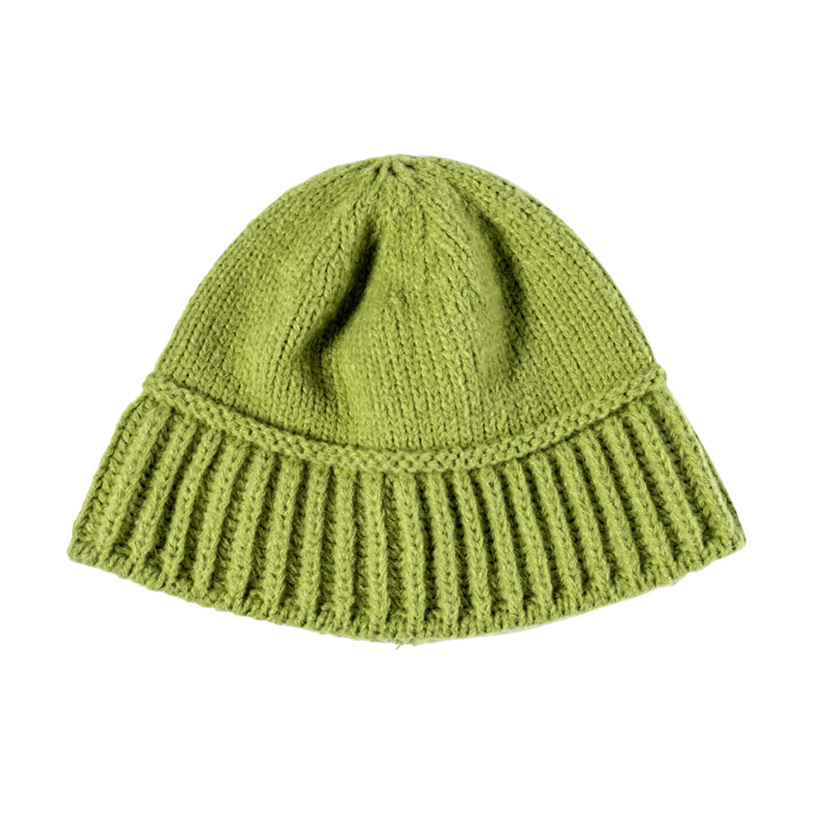 1PC Hat Green Wool Women's Fashion Winter Heavy Knit Fisherman's Hat ...