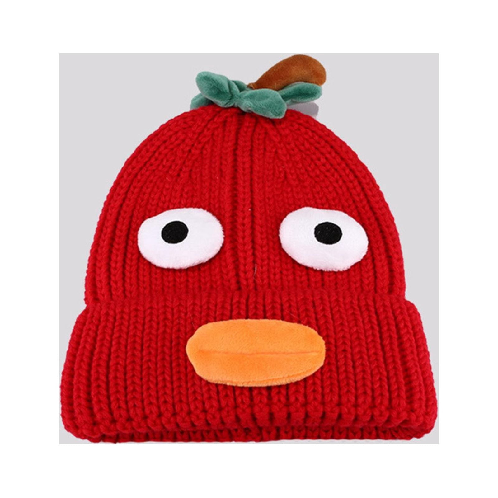 1PC Hat Red Acrylic Women's Autumn And Winter Cartoon Warm Hat Cute ...