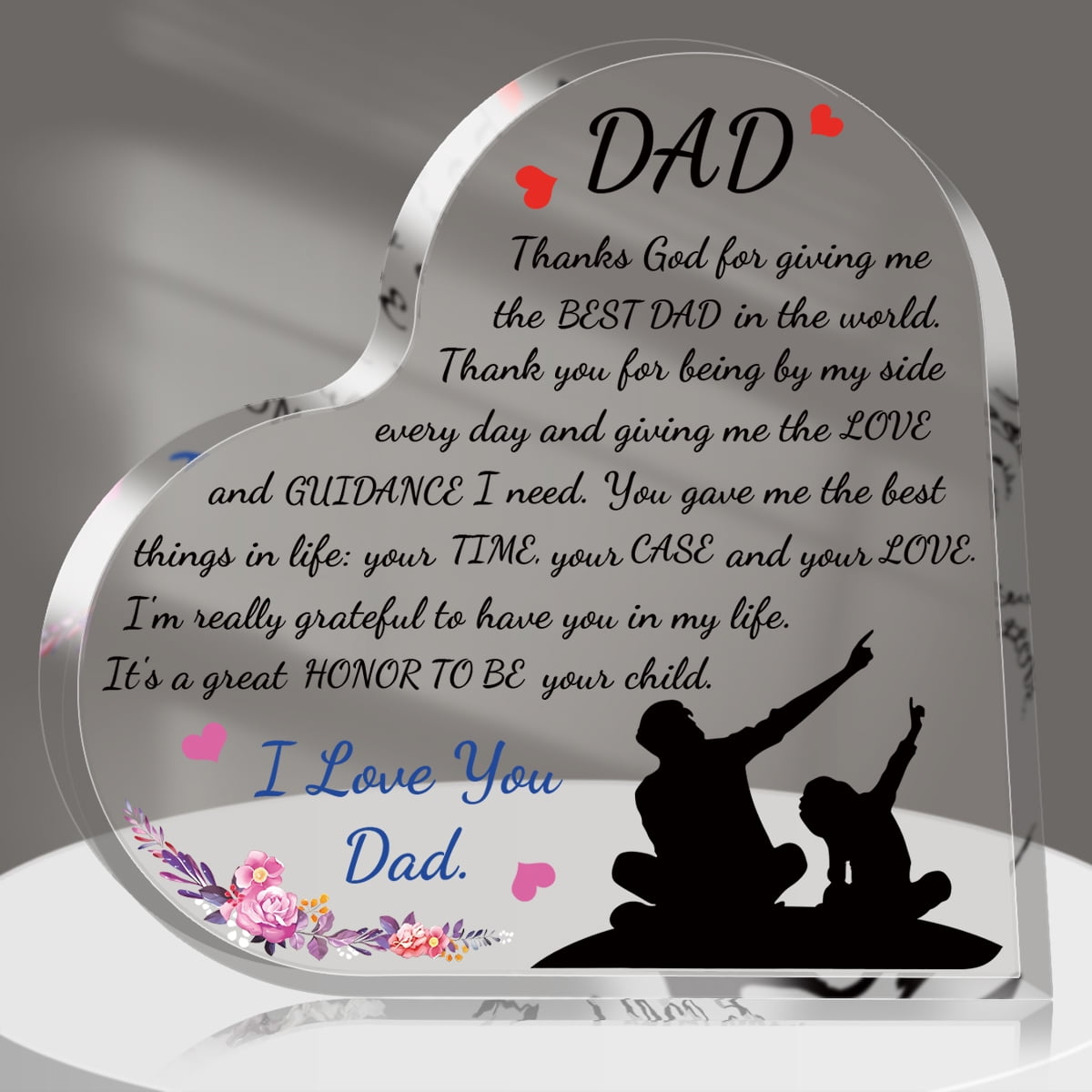 1PC Heart Shape Acrylic Plaque for Dad Birthday Father's Day Thankful ...