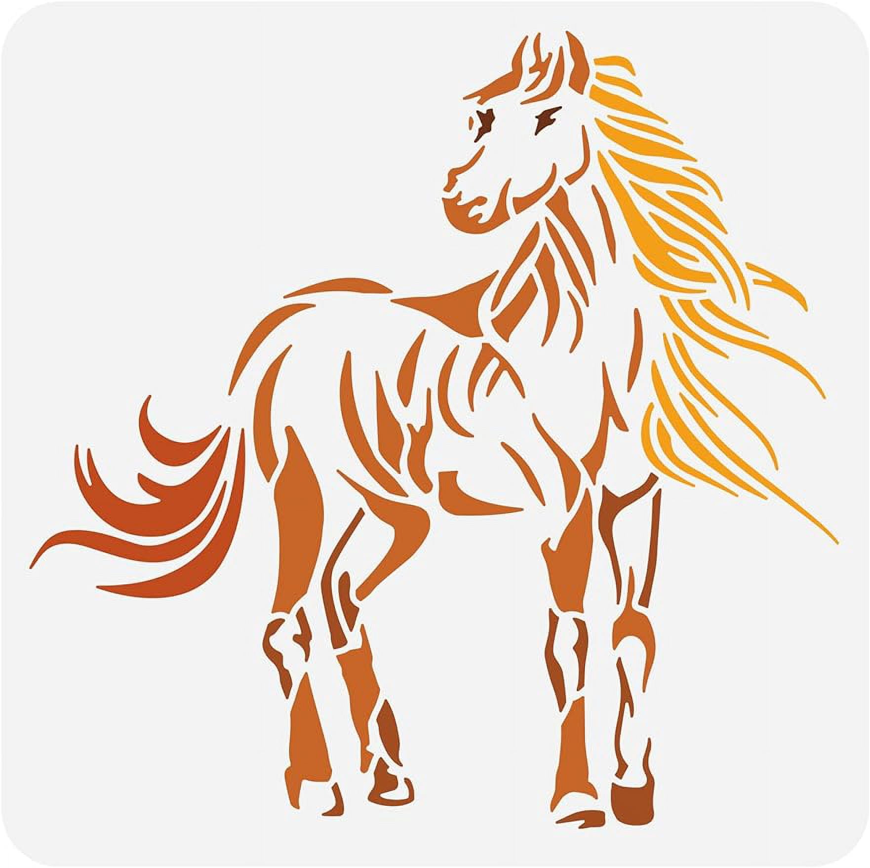 1PC Horse Drawing Stencil 11.8x11.8 inch Hollow Out Painting Stencil ...