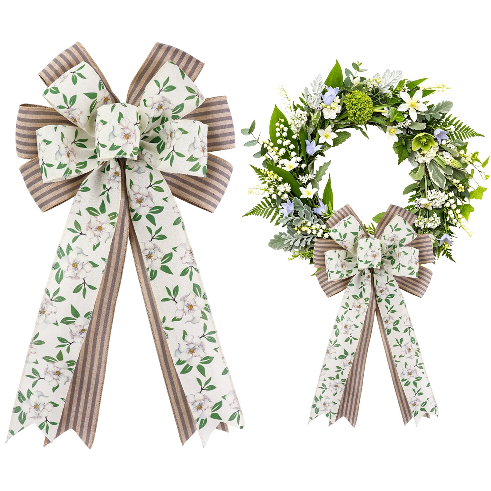 1PC Large Spring Bows for Wreath, Easter Wildflower Bow for Front Door ...