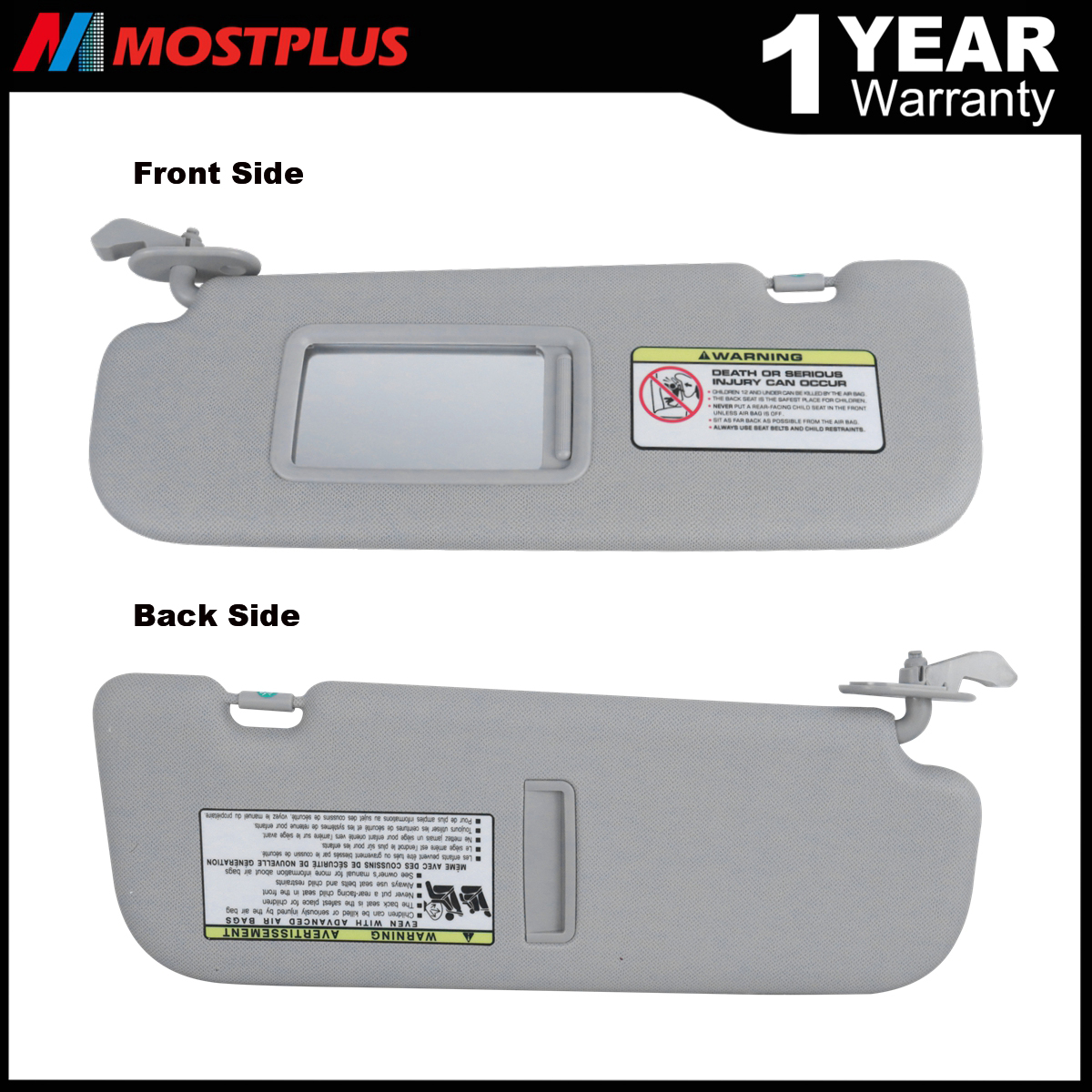 LABLT Gray Sun Visor Left and Right Replacement for 2005-2015 Toyota ...