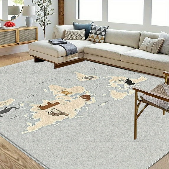 1PC Map Style Area Rug Local Carpet, Lightweight Washable Easy-to ...