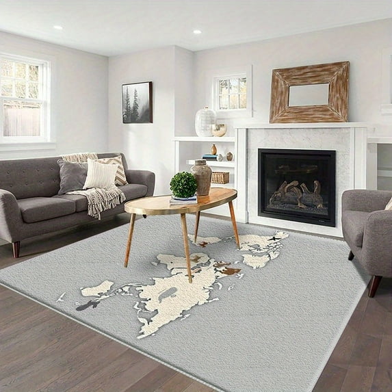 1PC Map Style Regional Carpet Local Carpet, Lightweight Washable Easy ...