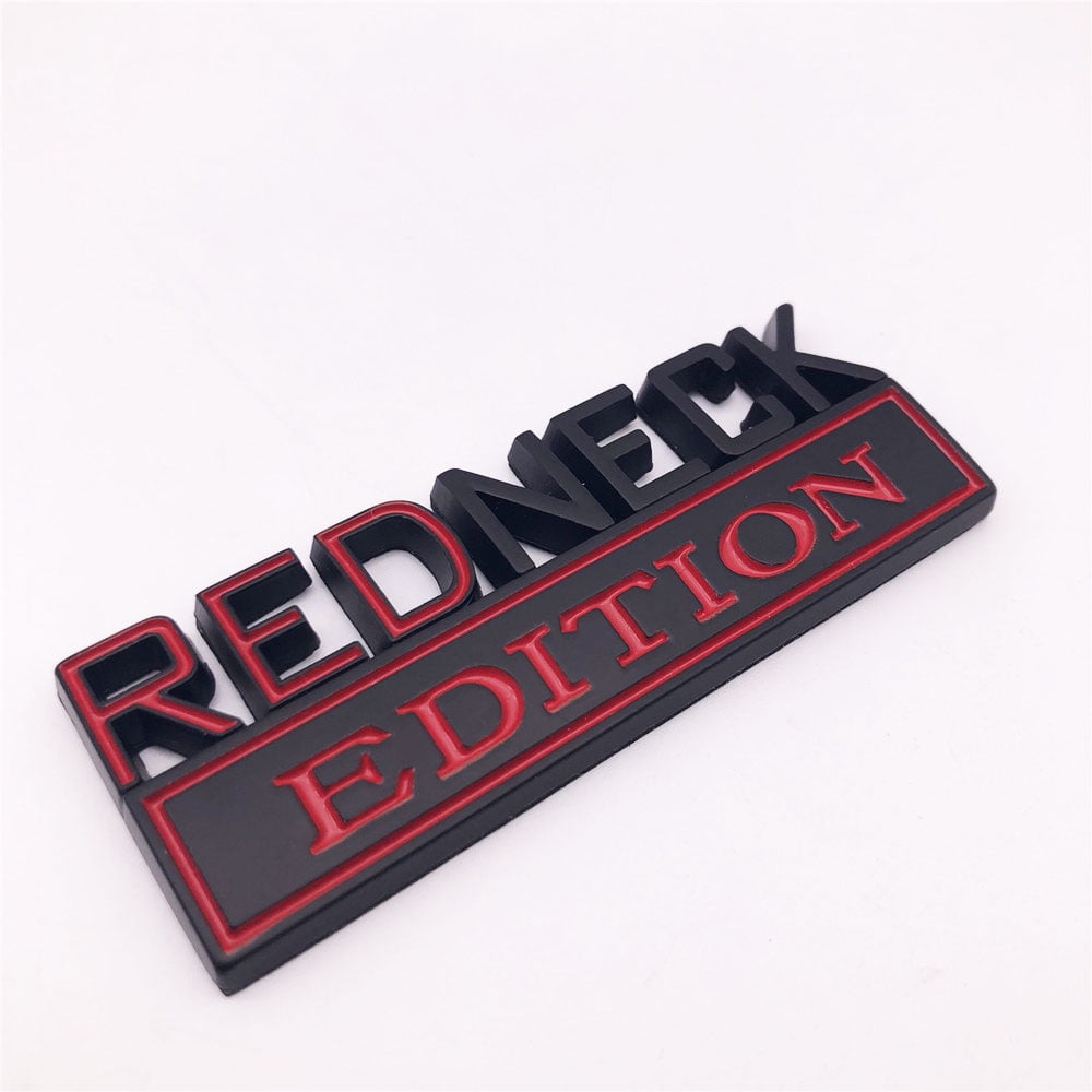 1PC Metal Black Red Word Redneck Edition Car Truck 3D Letter Name Plate ...