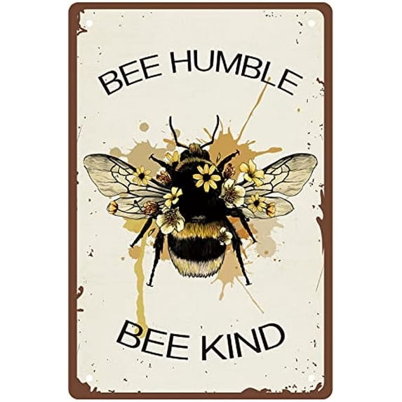 1PC Metal Tin Sign Bee Humble Bee Kind Vintage Funny Wall Decor Art ...