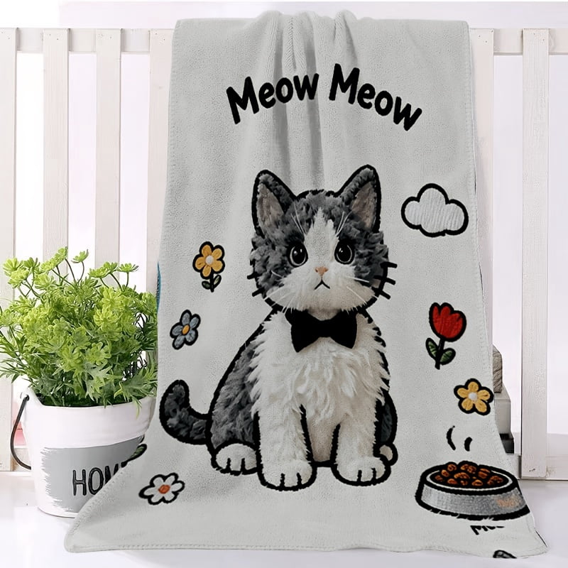 1PC: Microfiber printed bath towel, beach towel, cute cat pattern ...