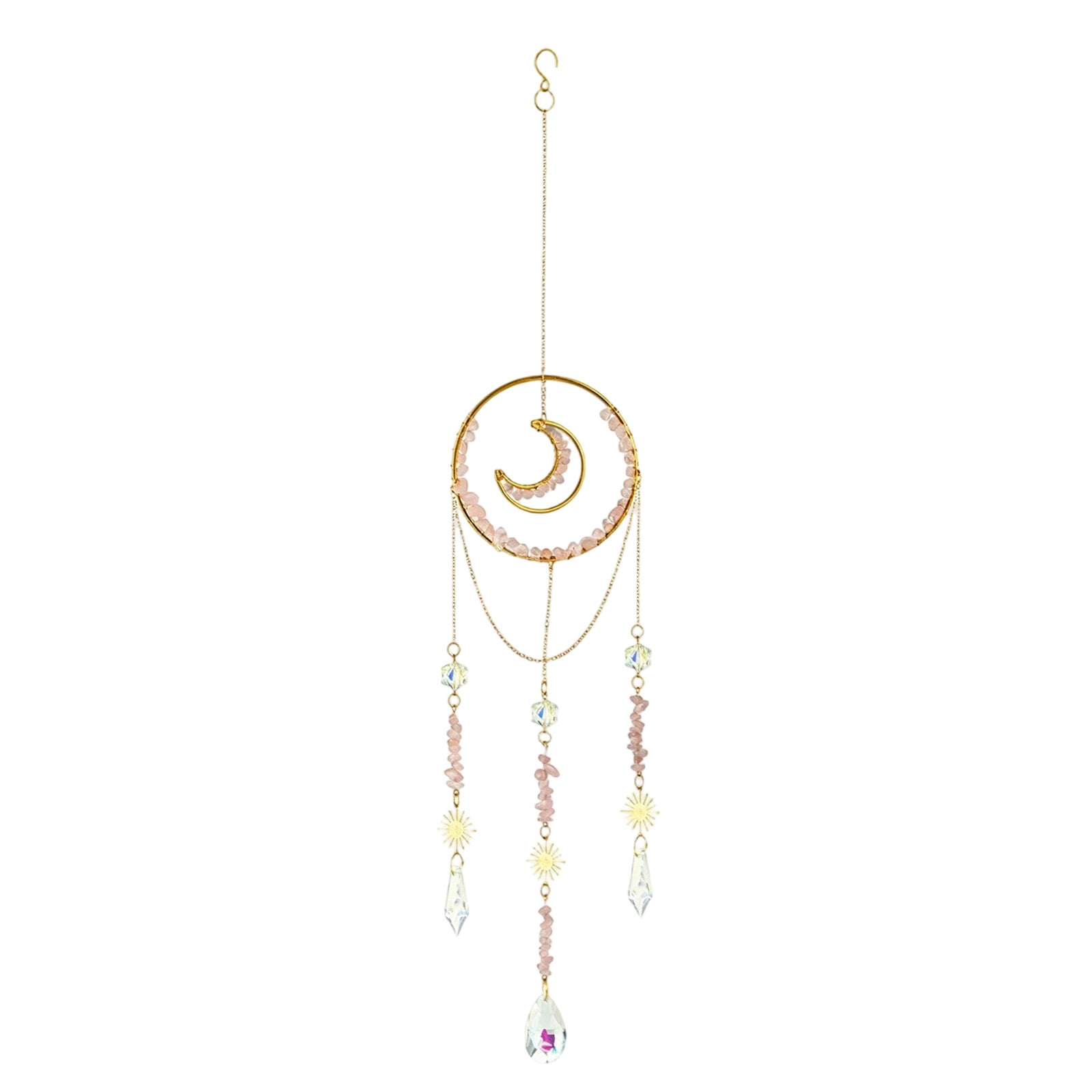 1PC Moon Gemstone Crystal Suncatcher, Sun Catcher with Chain Rainbow ...