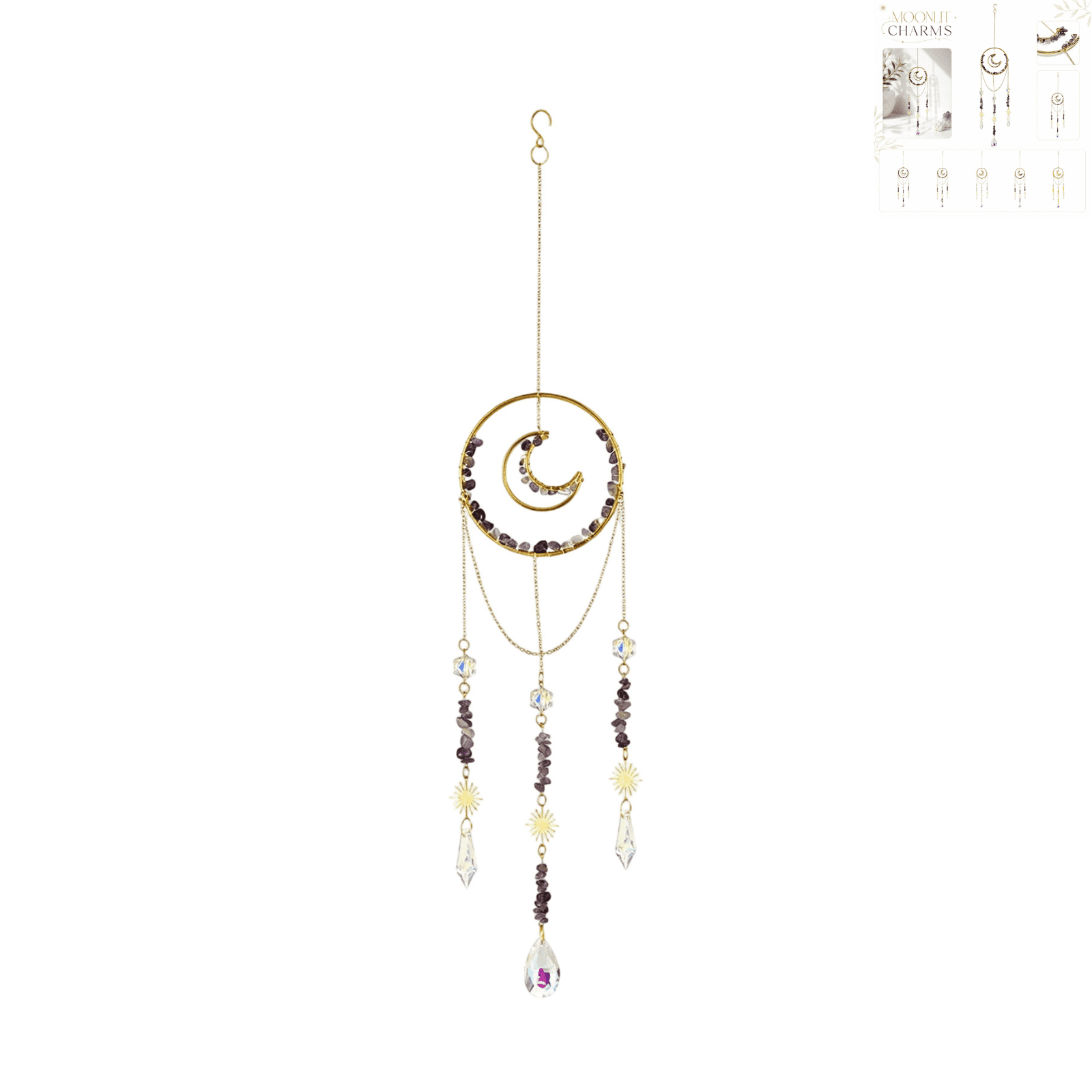 1PC Natural Chip Stone Moon Crystal Suncatcher Rainbow Maker, Sun ...