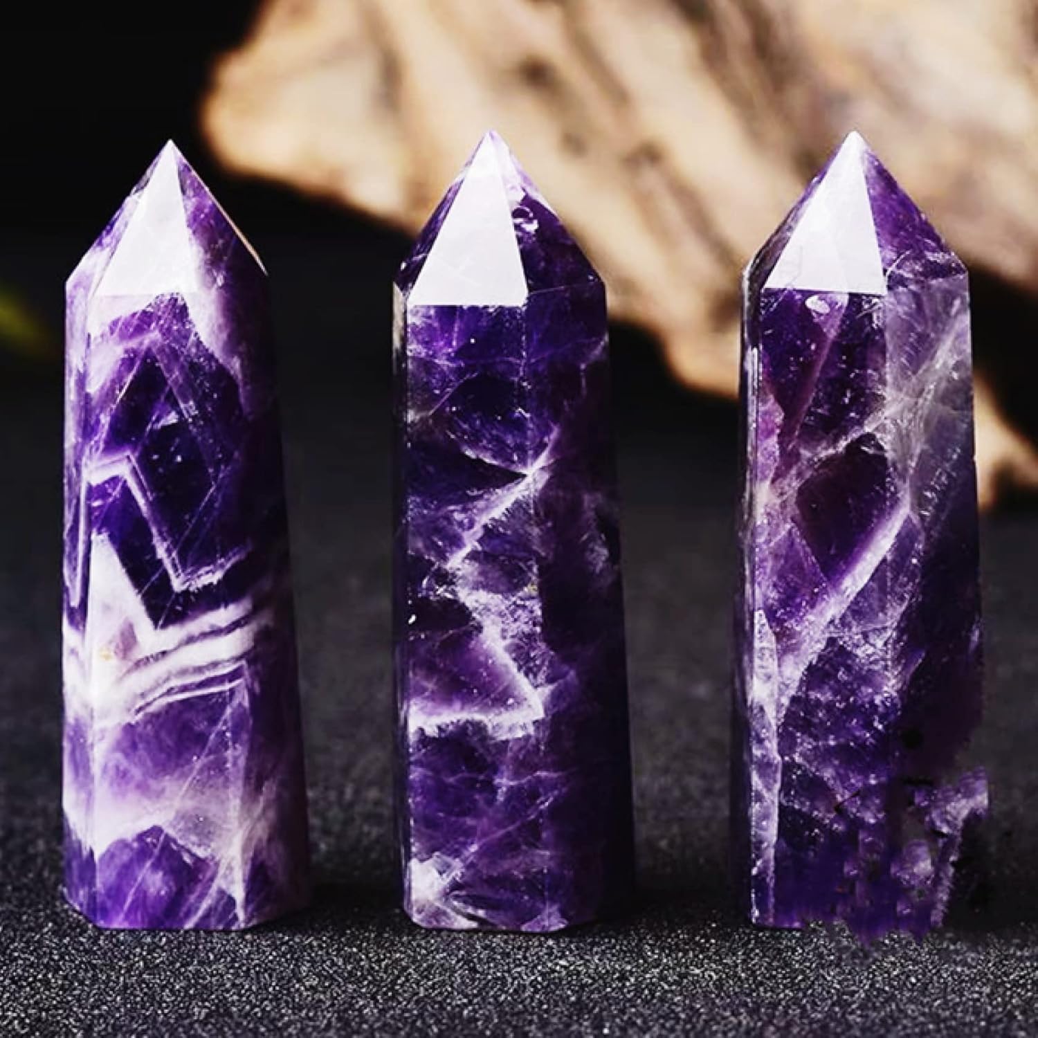 1PC Natural Crystal Fantasy Amethyst Hexagonal Column Crystal Point ...