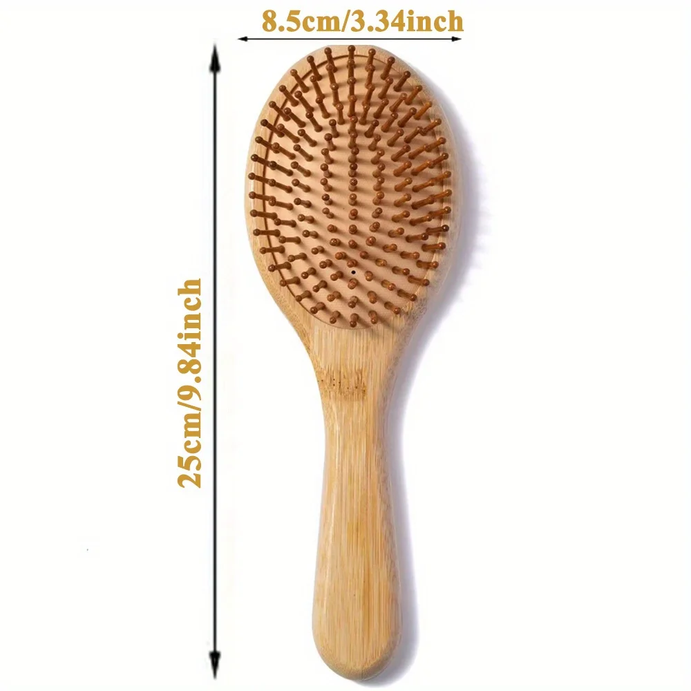 1PC Natural Wood Comb Bamboo Air Cushion Comb High Elastic Head Smooth ...