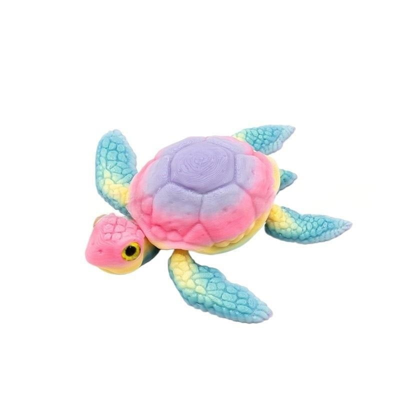 1PC New Rainbow 8CM 3D printed turtle joints, movable ornament ...