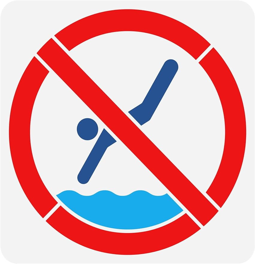 1PC No Diving Swimming Stencil 11.8x11.8 inch Plastic Warning Sign ...
