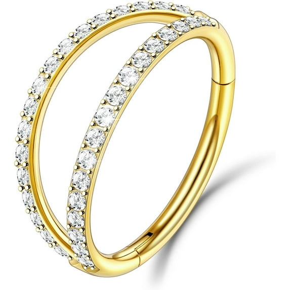 1PC Nose Ring Hoop G23 Titanium CZ Helix Rook Conch Cartilage Daith ...