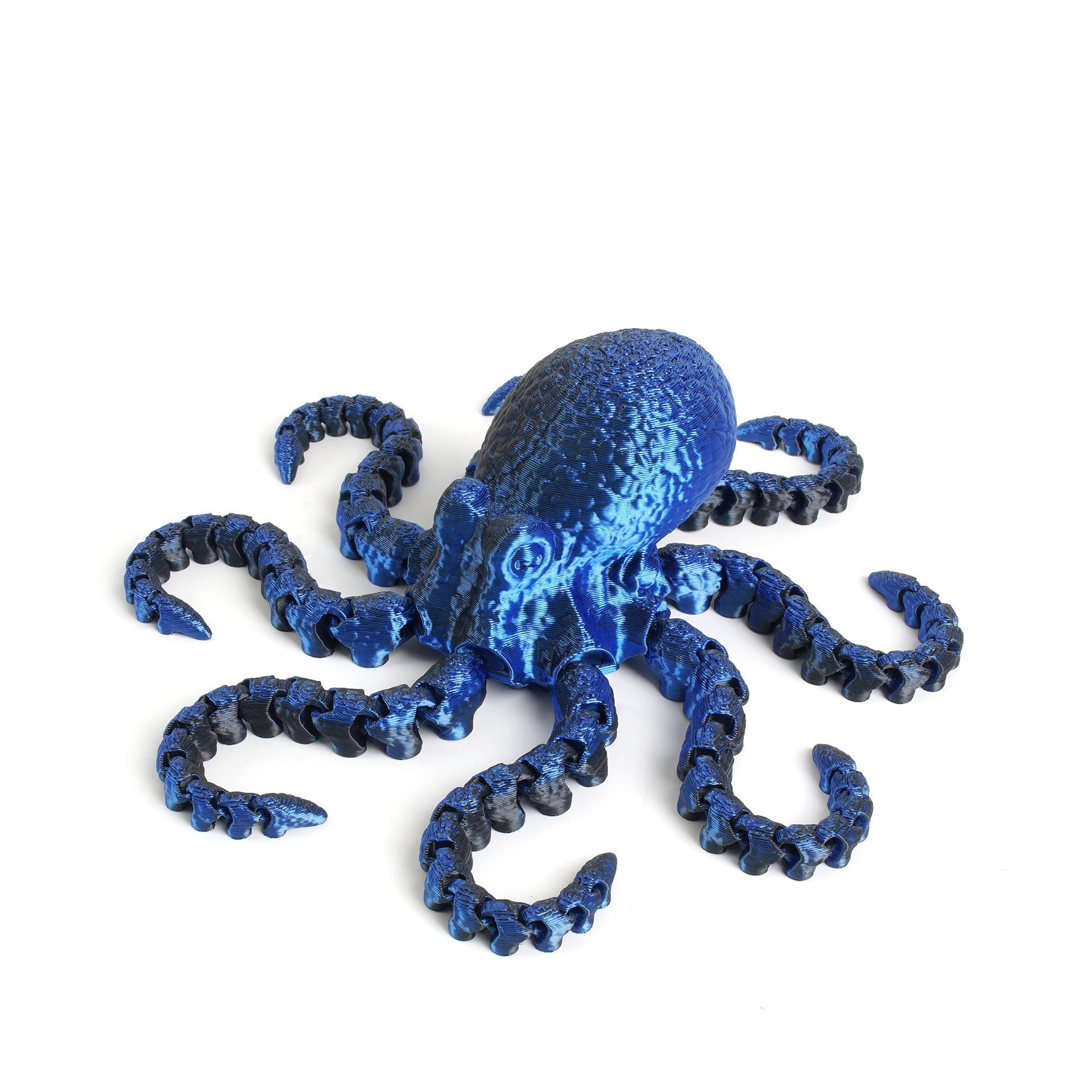 1PC Octopus - Laser Blue Black 17cm 3D printed octopus figurine with ...
