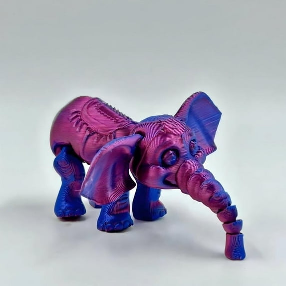 1PC PURPLE GOLD 17.5CM Printed Jointed Elephant - Anime Model Handheld ...