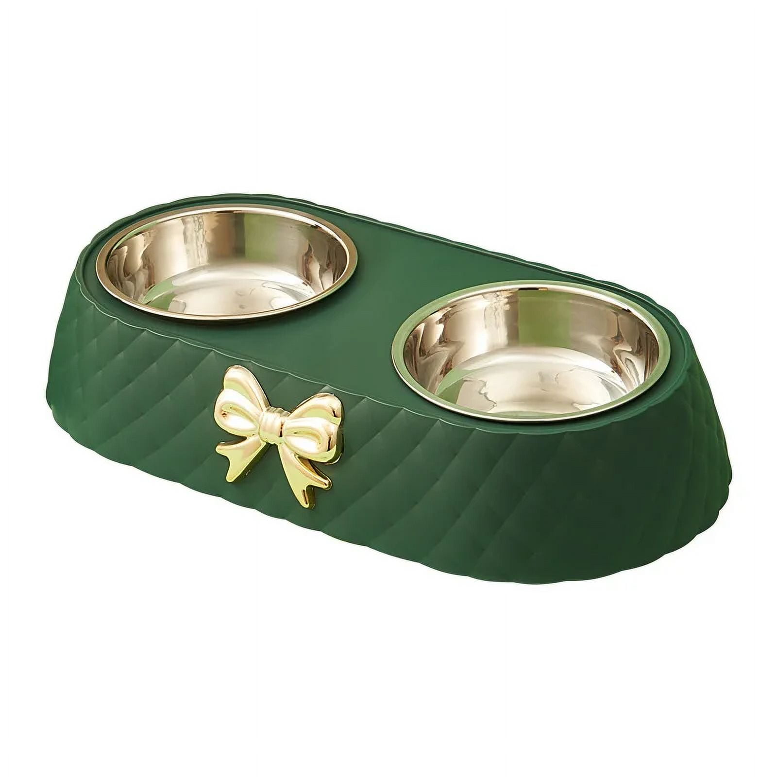 1PC Pet Pet Dog and Cat Food Bowls Bowtie Dog Food Drinking Double Bowl ...