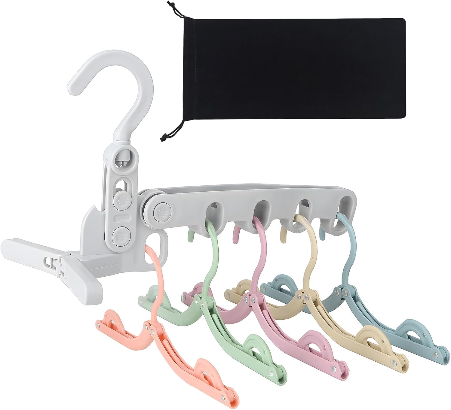 1PC Portable Folding Clothes Drying Rack and 5 Pcs Foldable Hangers ...