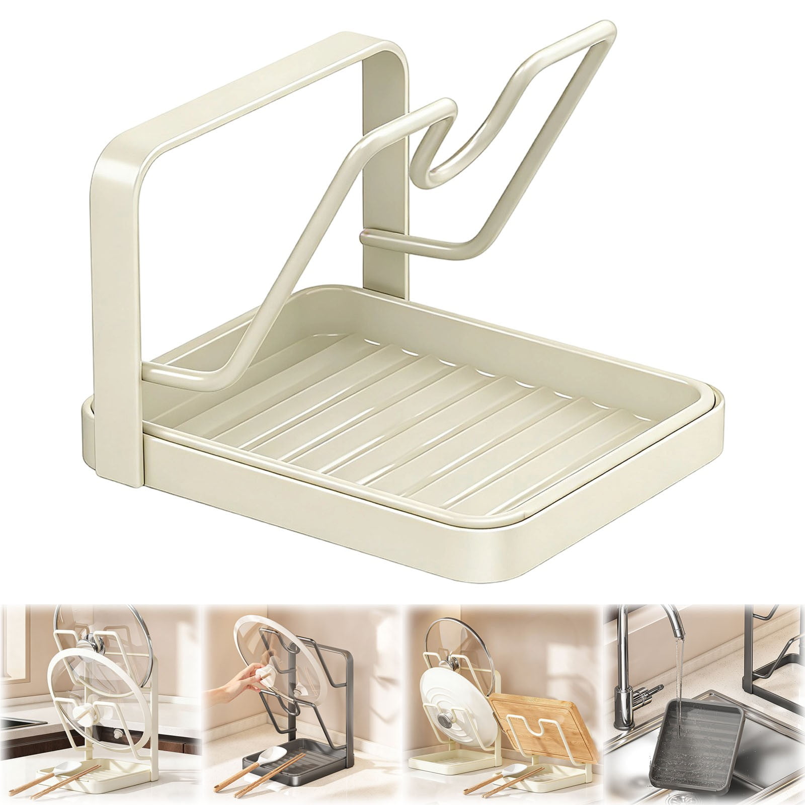 1PC Pot Lid Holder While Cooking, Kitchen Pot Lid Storage Rack for ...