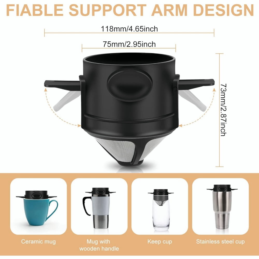 1PC Pour Over Coffee Maker,Portable Stainless Steel Reusable Coffee ...