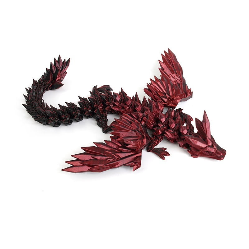 1PC RED BLACK 20cm 3D Printed Dragon Figurine, Flying Crystal Dragon ...