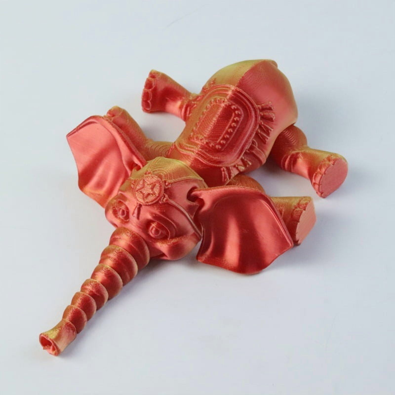 1PC RED GOLD 16CM 3D printed elephant animal, African elephant jointed ...