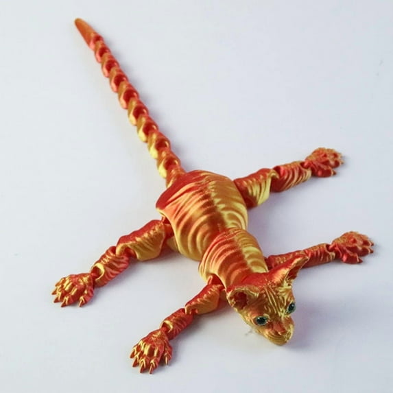 1PC RED GOLD 29CM 3D printed hairless cat joint movable Siamese cat ...