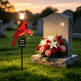 1PC Red Bird Memorial Stakes with Solar Light, Garden Decor Ornament ...