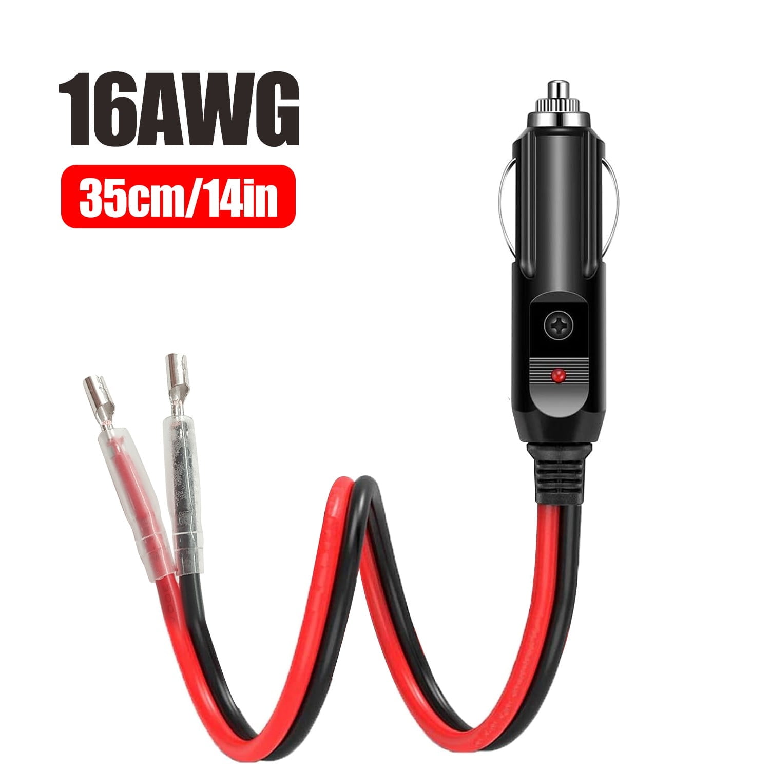 1PC Replacement Cigarette Lighter Male Plug with Leads- 16AWG Car Adapter Dc Battery Charger Kit ...