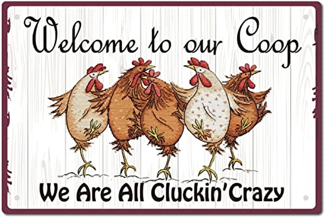 1PC Retro Metal Tin Sign Chicken Animals Plaques Plate Welcome to Our ...