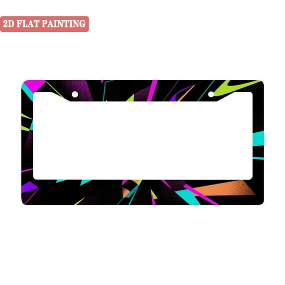 1PC Retro Neon Geometric Car License Plate Frames with Mounting ...